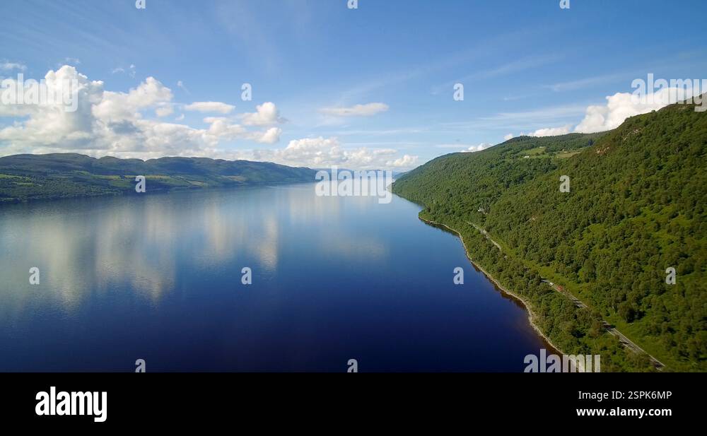 Aerial, The Mighty Loch Ness, Scotland - Graded Version Stock Video ...