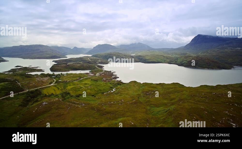 Aerial, Loch A' Chairn Bhain At Assynt Viewpoint, Scotland - Graded ...