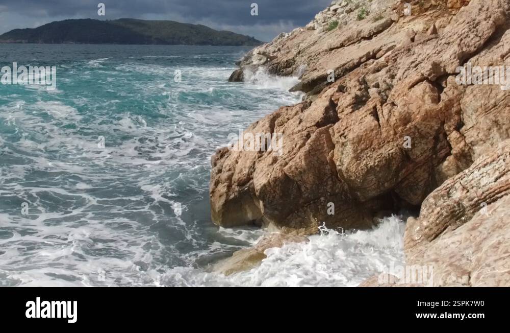 Pure Blue Waters Sea, Coastal Waves Breaking And Splashing Adventure On ...