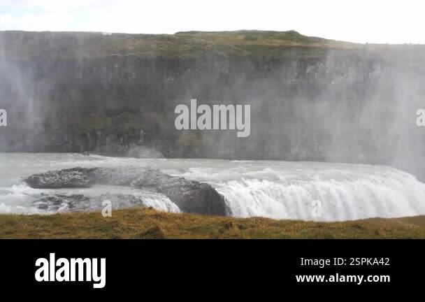 Gullfoss, one of the most spectacular waterfalls in Iceland. Ancient ...