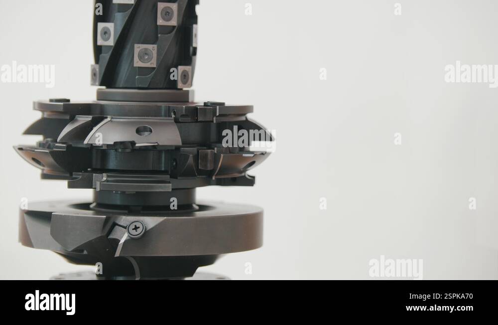 Rotated milling cutter - industrial milling machine cutting metal ...