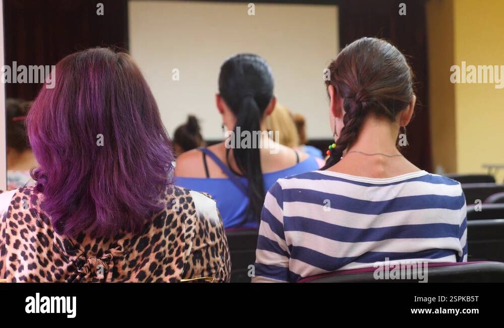 Audience at the conference, back view. 4k, slow motion Stock Video ...