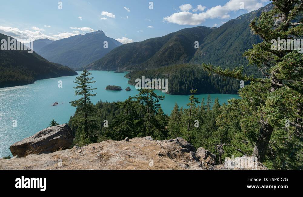 8K North Cascade National Park Time Lapse of Ross Lake Tilt Up Stock ...