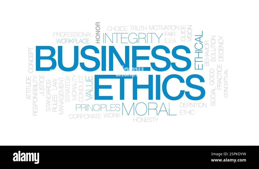 Business ethics animated word cloud, text design animation. Kinetic ...