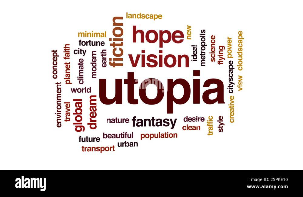 Utopia animated word cloud, text design animation Stock Video Footage - Alamy