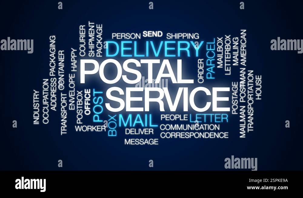Postal service animated word cloud, text design animation Stock Video ...