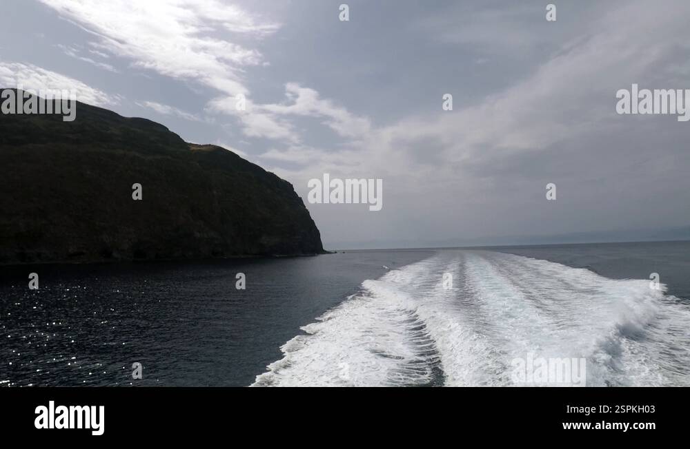 wake, vulcano island, cruise, ferry sailing to aeolian, lipari islands ...