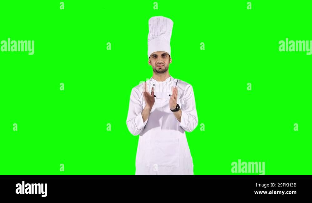 Caucasian chef clapping in the studio Stock Video Footage - Alamy