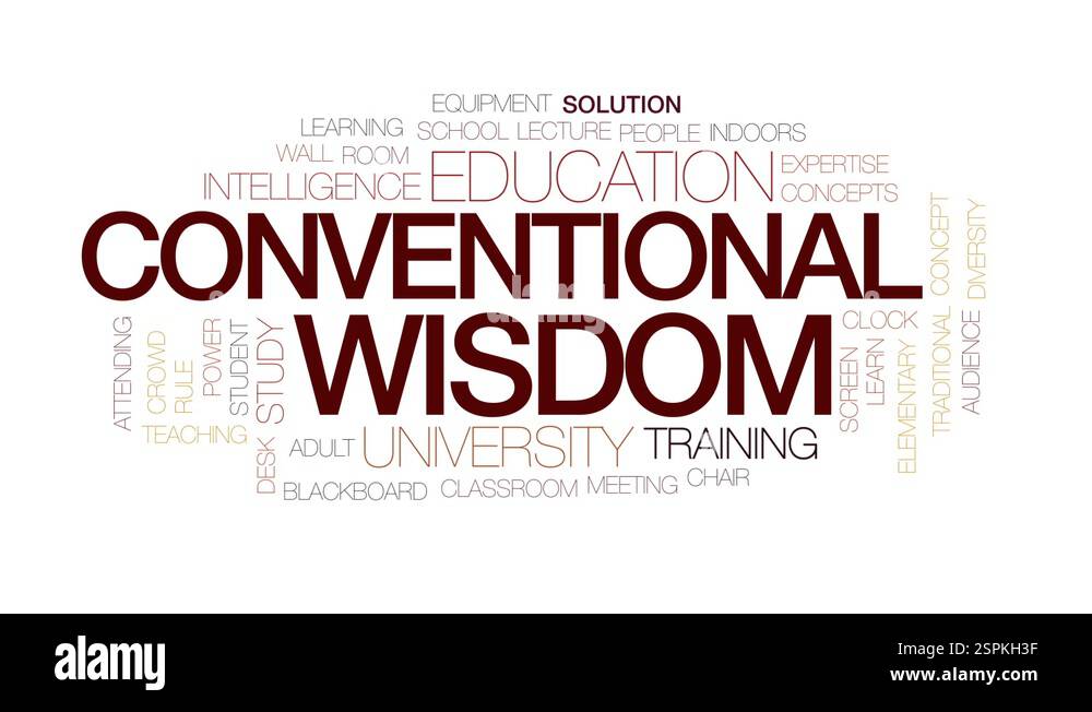 Conventional wisdom animated word cloud, text design animation. Kinetic ...