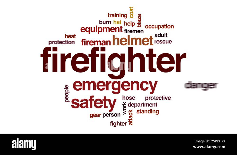 Firefighter animated word cloud, text design animation Stock Video ...