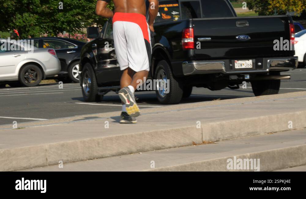Man Running and Exercising in Washington DC Back View Slow Motion Stock ...