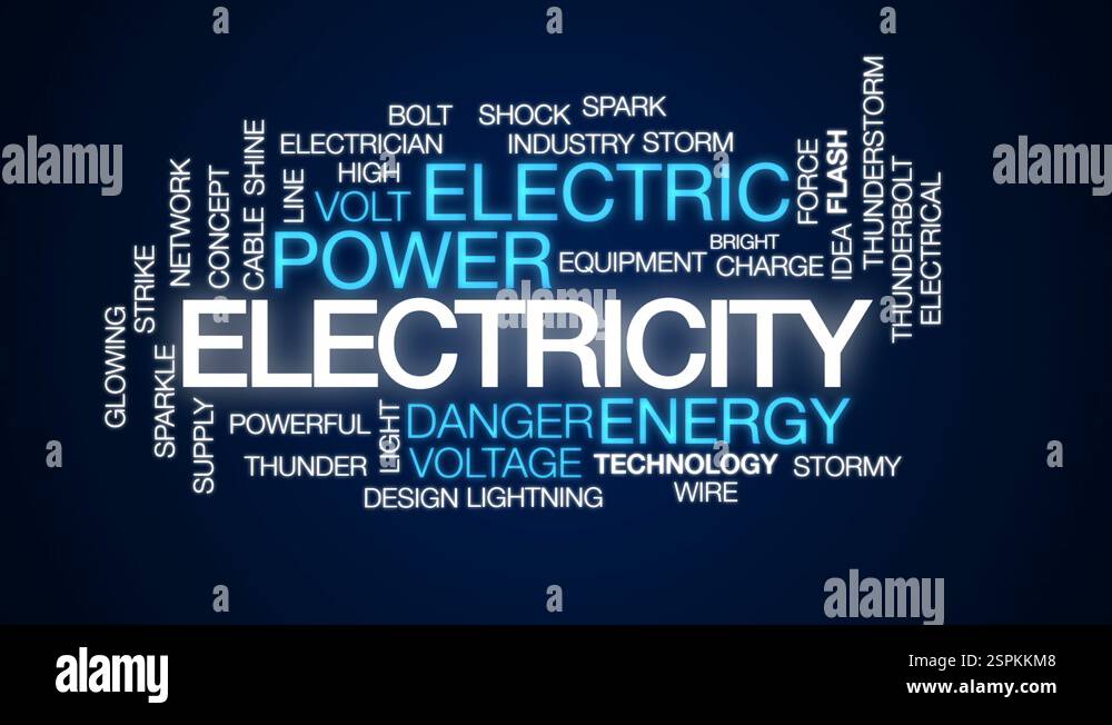 Electricity word cloud, text design animation Stock Video Footage - Alamy