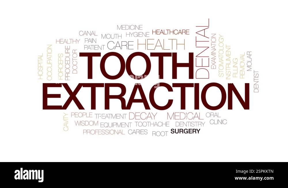 Tooth extraction animated word cloud, text design animation. Kinetic ...