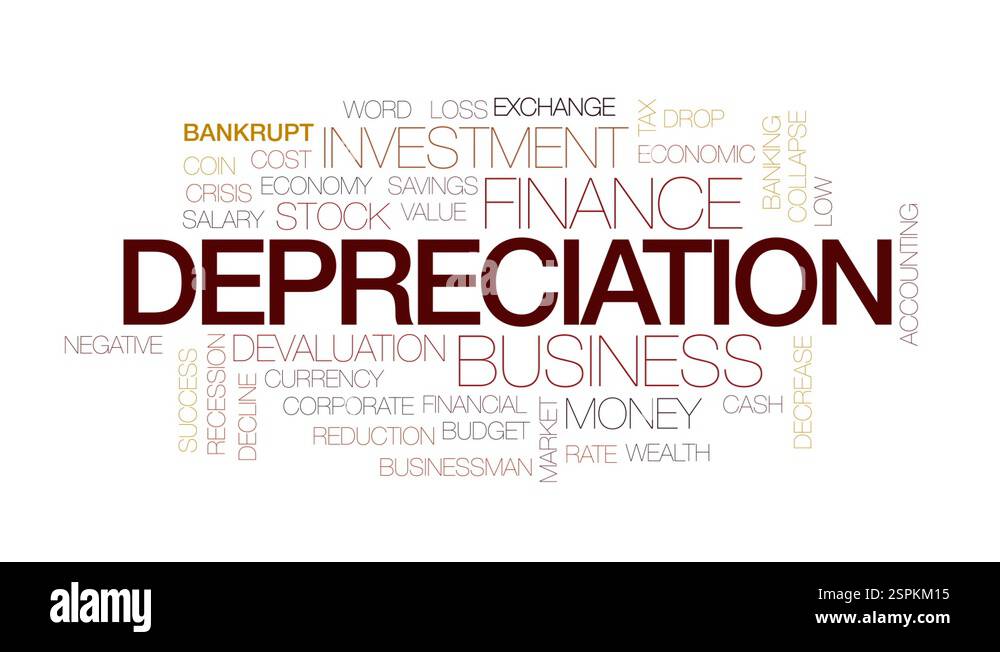 Depreciation animated word cloud, text design animation. Kinetic ...