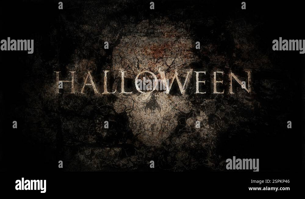 Cryptic Animated Vintage HALLOWEEN Sign Over Skull Background Loop ...