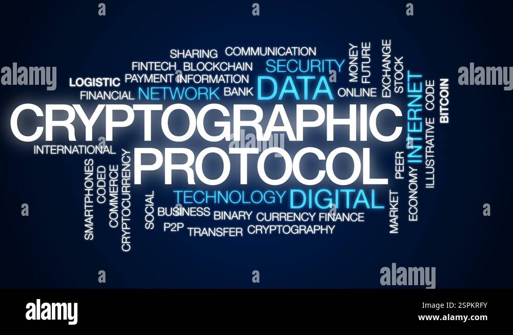 Cryptographic protocol animated word cloud, text design animation Stock ...