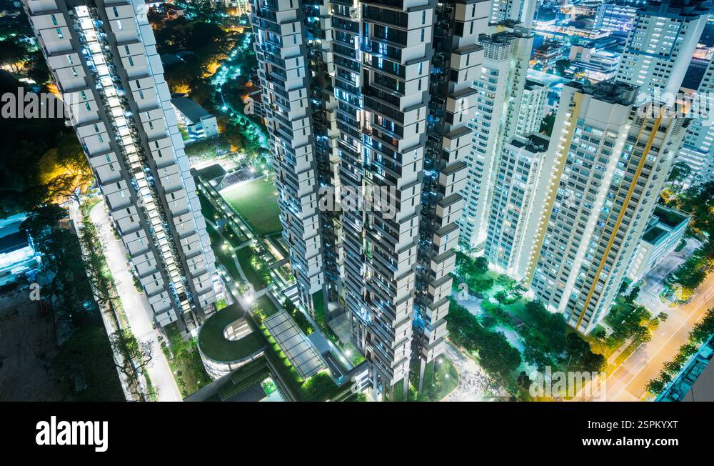 4K timelapse of modern housing in Singapore. Dramatic top down angle ...