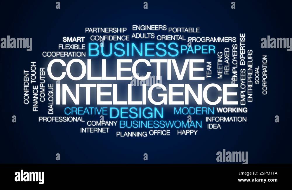 Collective intelligence animated word cloud, text design animation ...