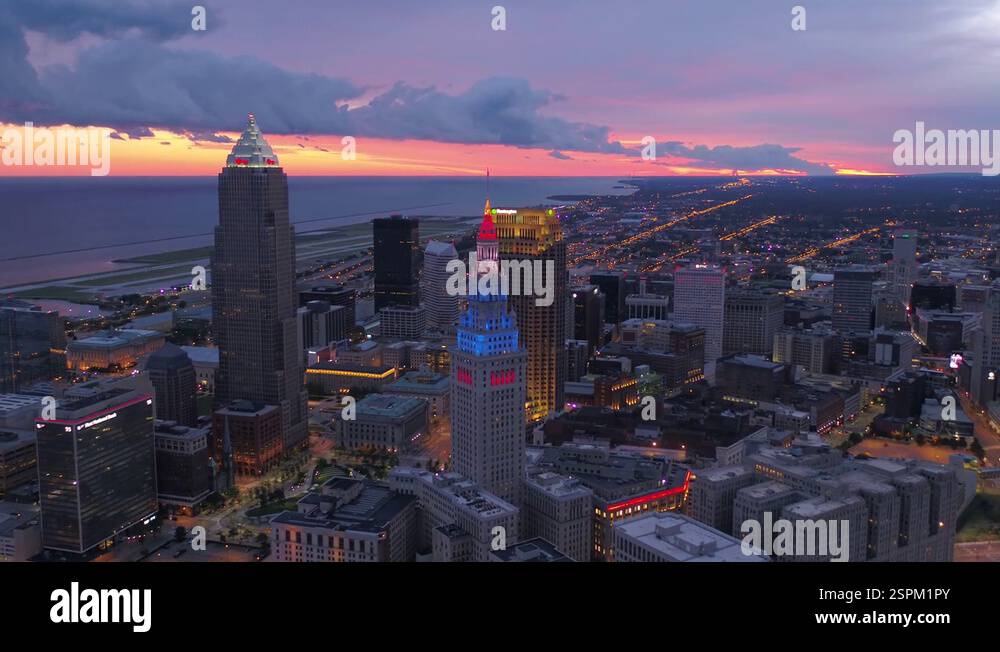 Aerial Ohio Cleveland July 2017 Sunrise 4K Inspire 2 Stock Video ...