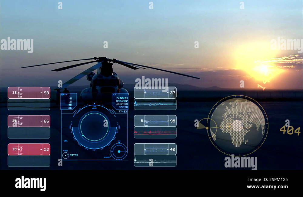 Loading data of pilot task against helicopter background Stock Video ...