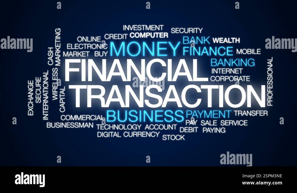Financial transaction animated word cloud, text design animation Stock ...