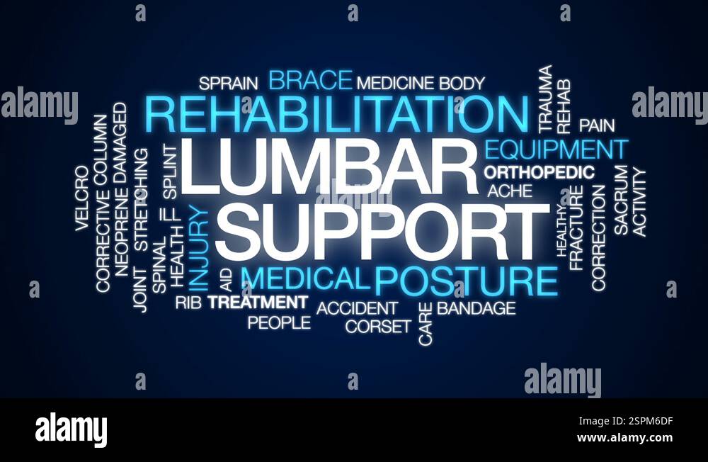 Lumbar support animated word cloud, text design animation Stock Video ...