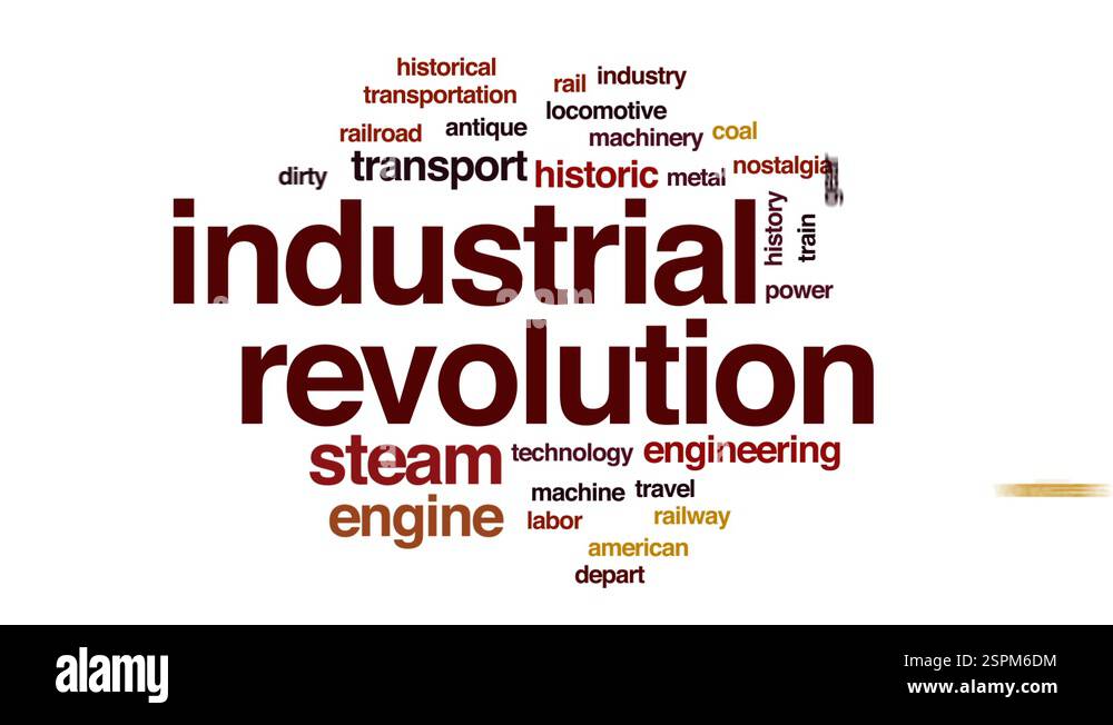 Industrial revolution animated word cloud, text design animation Stock ...