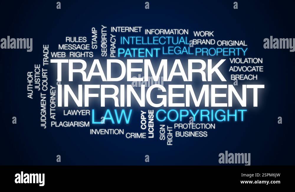 Trademark infringement animated word cloud, text design animation Stock ...