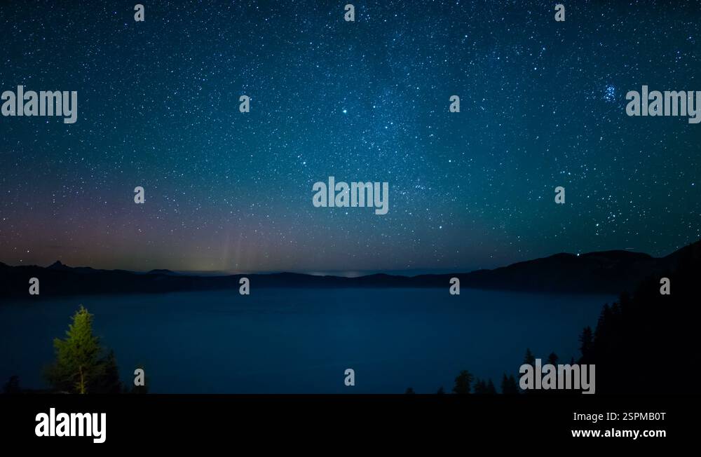 8K Aurora Milky Way Galaxy Perseid Meteor Shower Crater Lake National ...