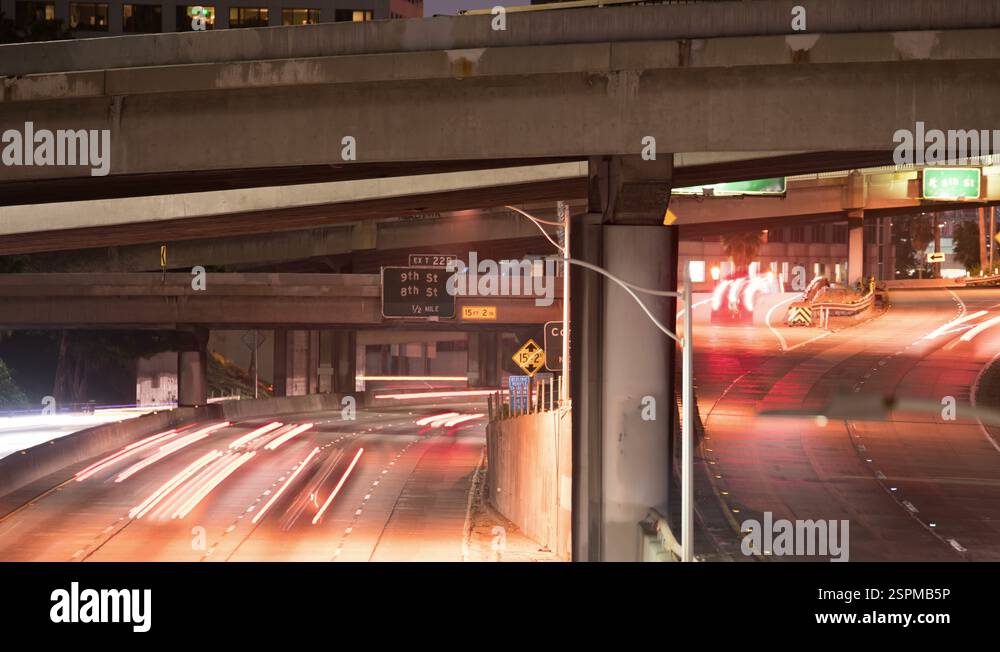 6K Freeway Traffic in Los Angeles Downtown Time Lapse Stock Video ...