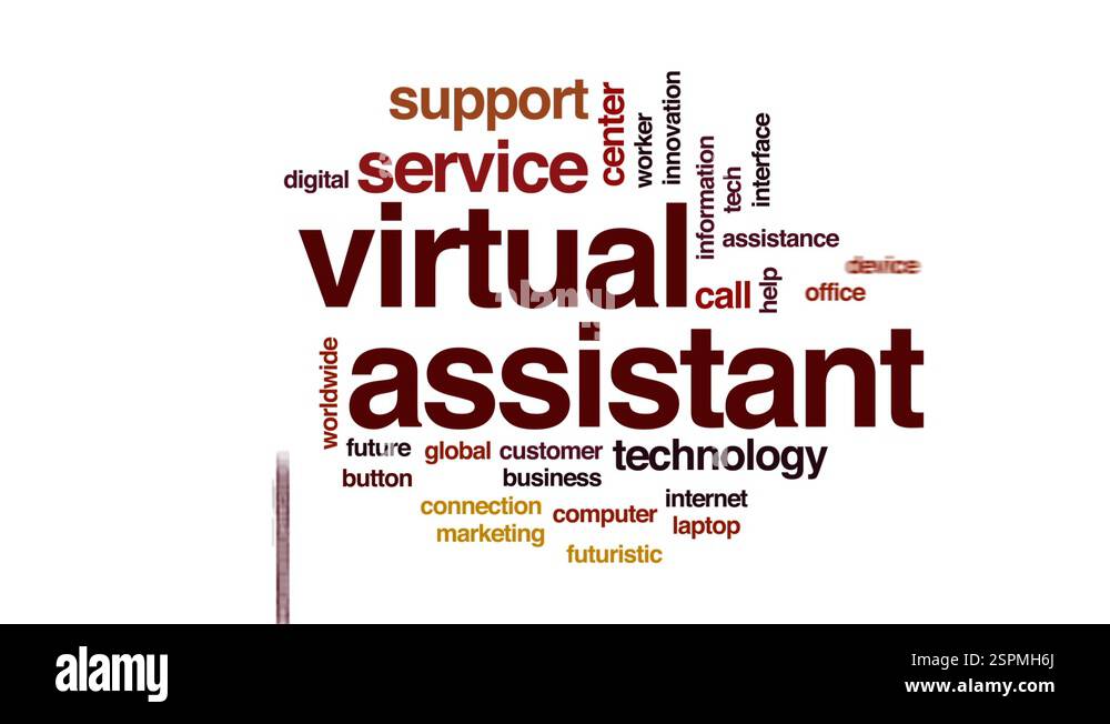 Virtual assistant animated word cloud, text design animation Stock ...