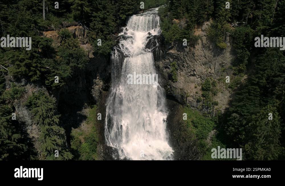 Close Up Aerial of Alexander Falls in British Columbia Canada Stock ...