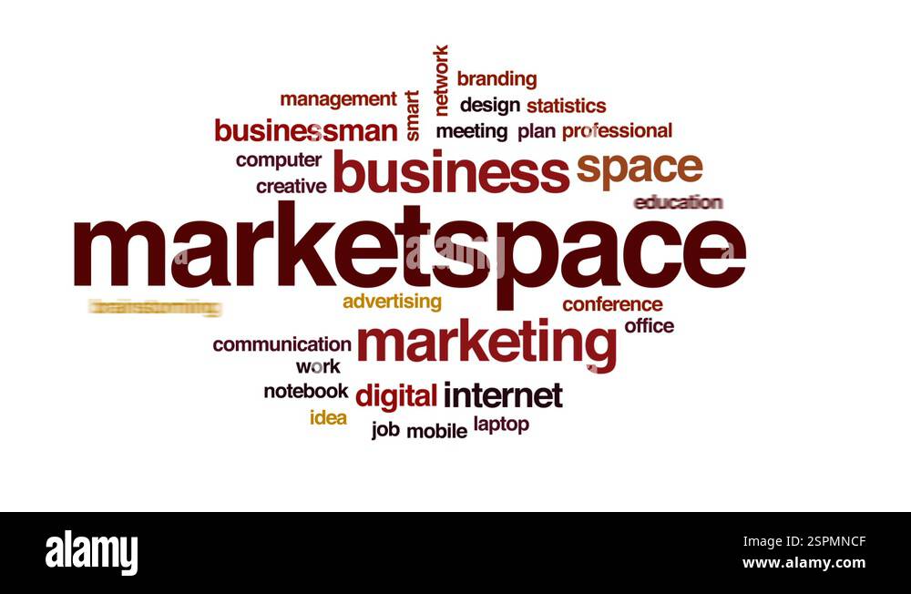 Market space animated word cloud, text design animation Stock Video ...