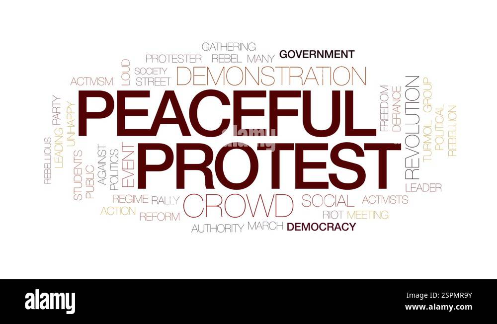 Peaceful protest animated word cloud, text design animation. Kinetic ...