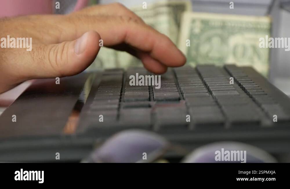 Close Up View Man Hands Using Computer Keypad Stock Video Footage - Alamy