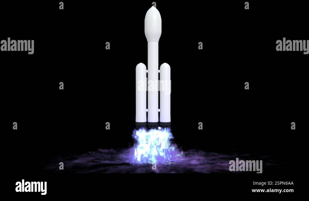 Animated launch of a simple large interplanetary rocket burning liquid ...