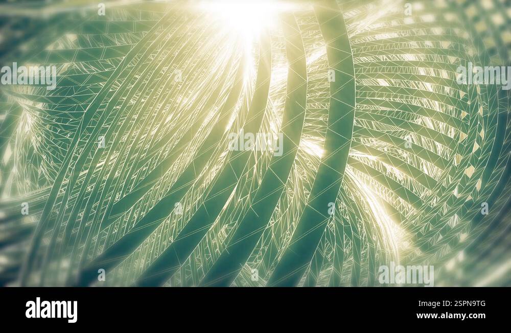 Abstract animated neon motion background of spinning spheres with lines ...