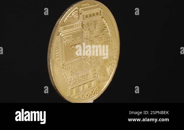 Bitcoin Coin Spinning in a Loop with Intricate Circuit Patterns Visible ...