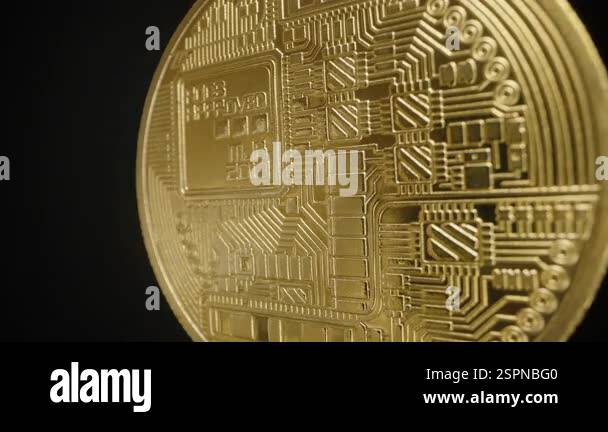 Back Side of Bitcoin Coin with Its Circuit-Like Engravings Illuminated ...