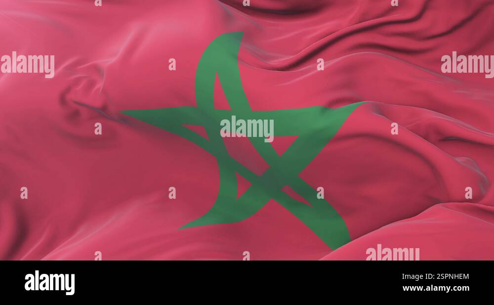 Morocco flag waving at wind in slow in blue sky, loop Stock Video ...
