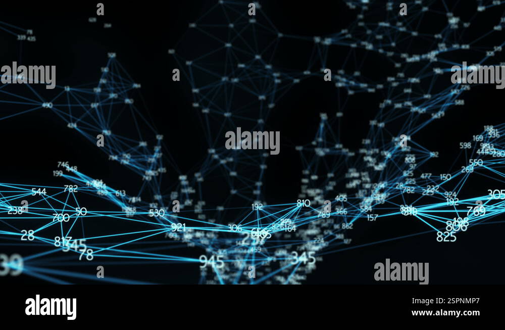 Flying through Random Digits Digital Plexus Tunnel Funnel Stock Video Footage - Alamy