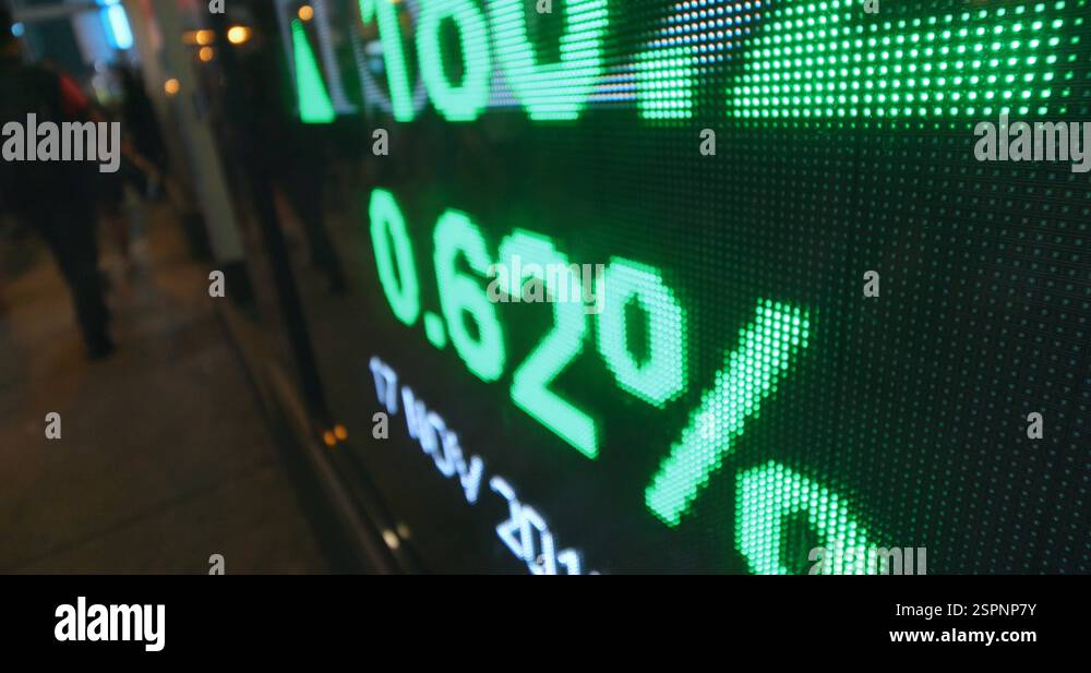 Display of Stock market big screen in city Stock Video Footage - Alamy