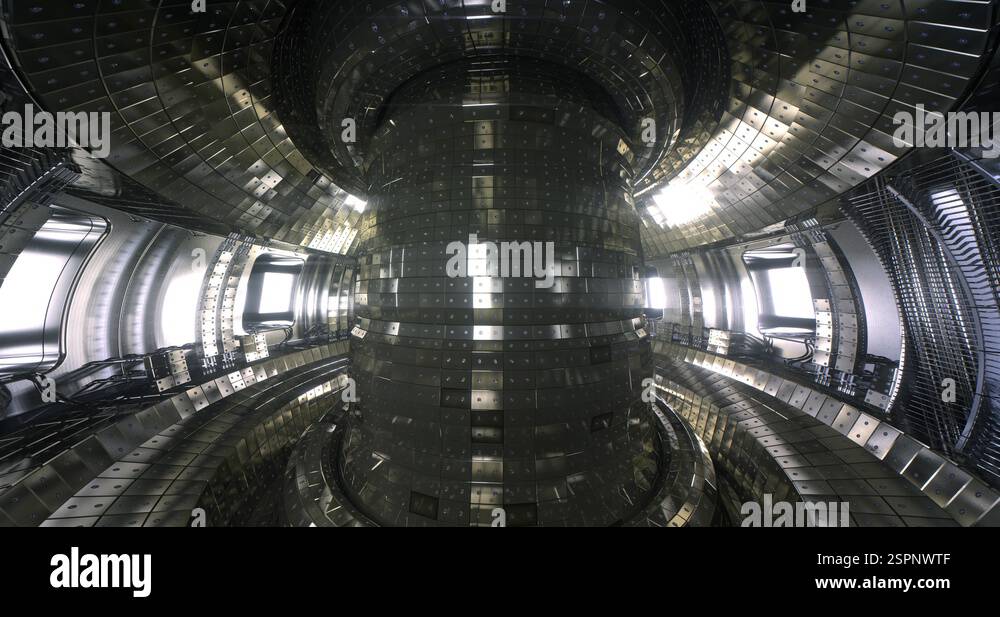Fusion reactor Tokamak. Reaction chamber. Fusion power. Seamless loop ...
