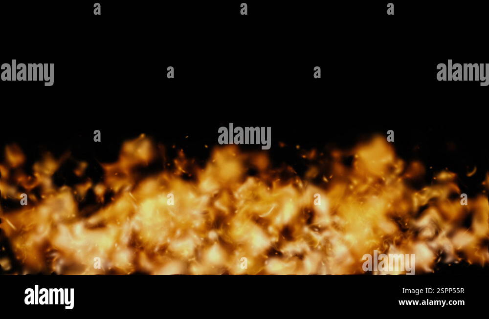 Seamless Looping Animation of Fire Flame on black background. 4K Ultra ...