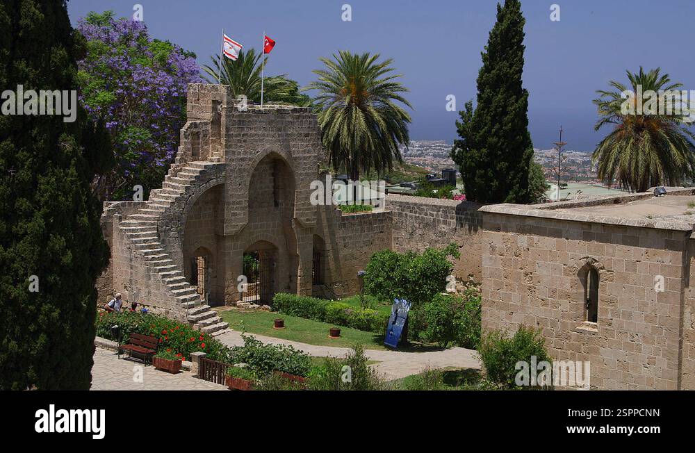 BELLAPAIS MONASTERY STEPS KYRENIA NORTHERN CYPRUS Stock Video Footage - Alamy