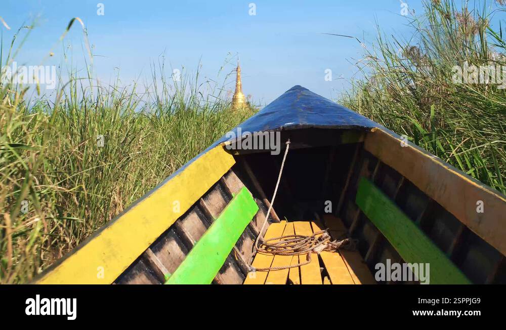 Riding Boat Through Greenery at Inle Lake POV Stock Video Footage - Alamy