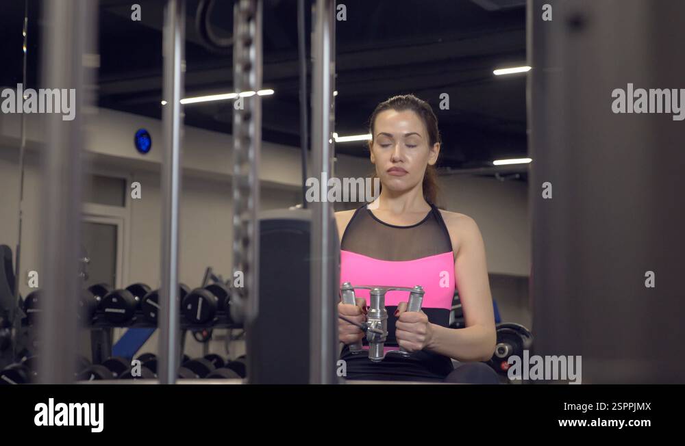 Young adult girl doing fitness training. 4k, slow motion Stock Video ...