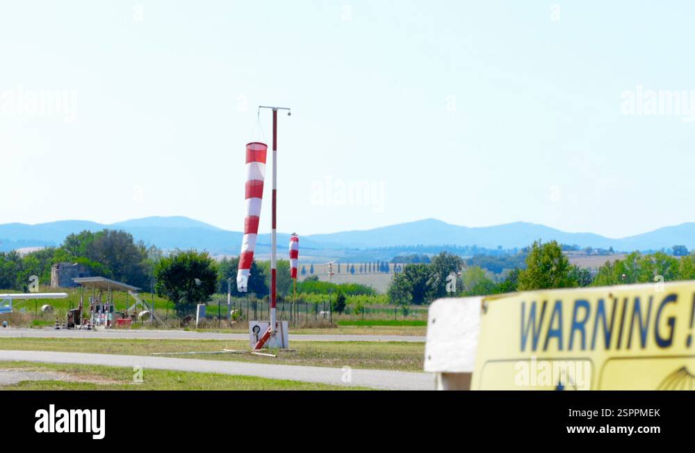 Airport runway and indicator wind direction at the airport Stock Video ...