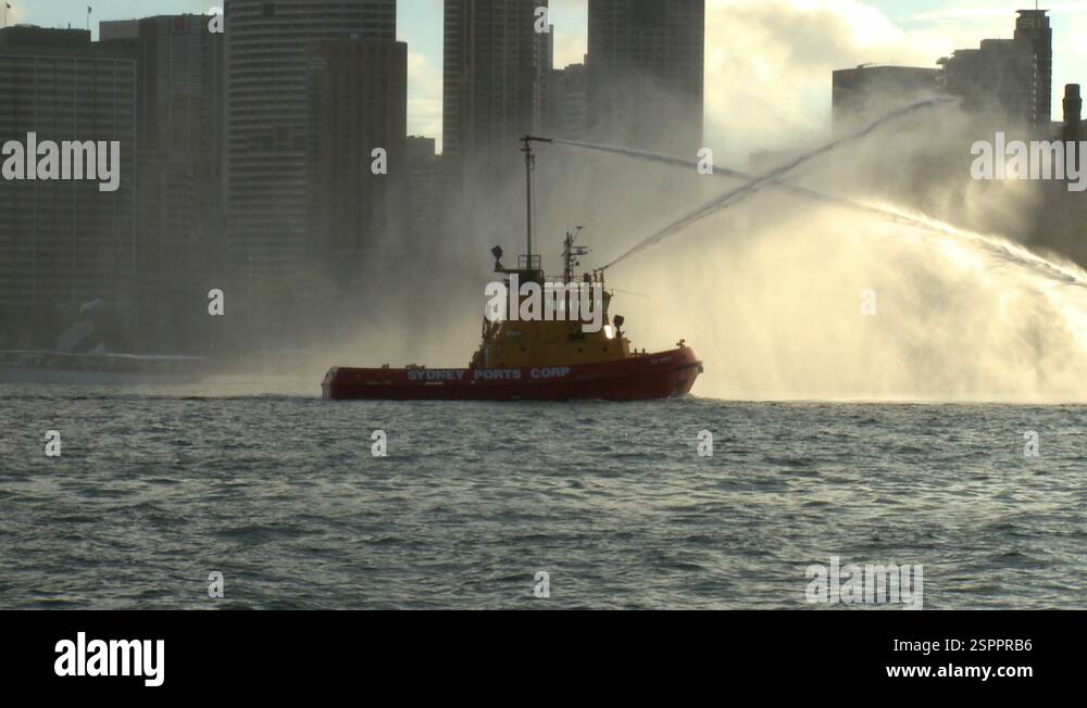 Fire Boat on Sydney Harbour 02 Stock Video Footage - Alamy