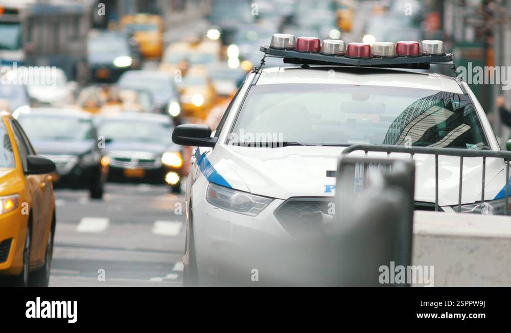 Police car in manhattan - NYPD on crowded avenue Stock Video Footage ...